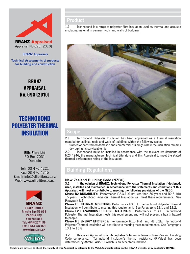 Technobond Insulation BRANZ Appraisl No 693 Ceiling and Wall PDF | PDF ...