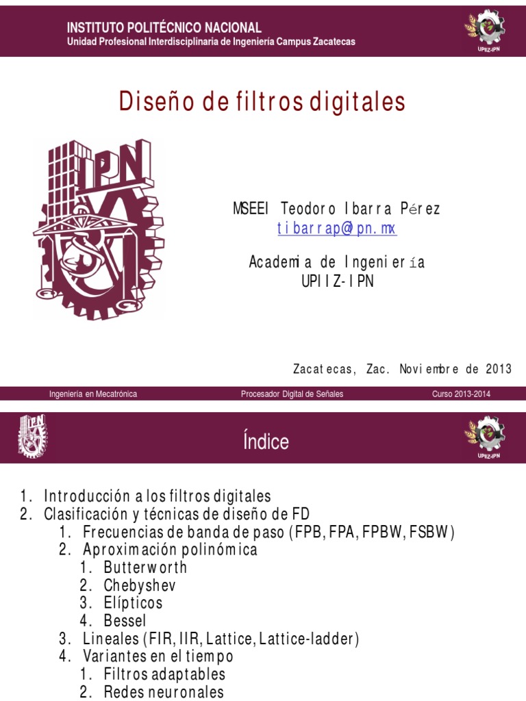 Diseño de Filtros Digitales | PDF | Filtro electronico | Ingeniería en telecomunicaciones