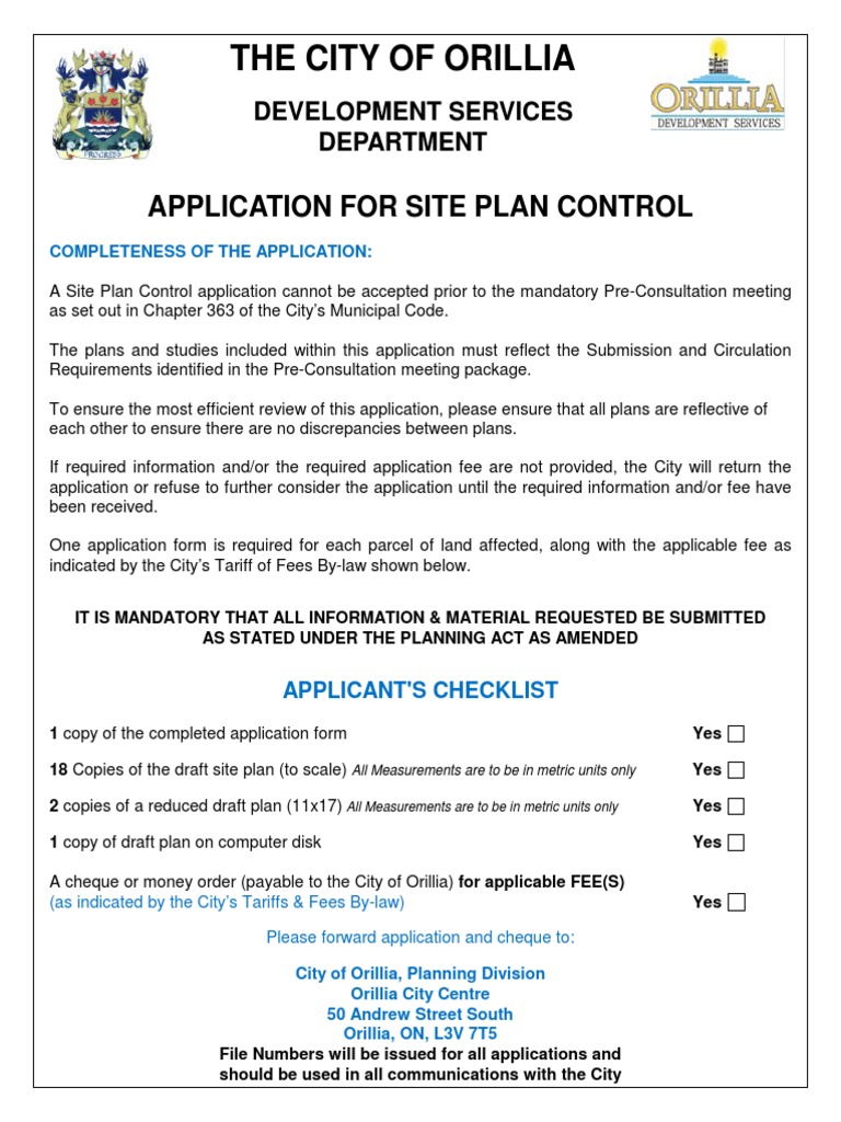Orillia Site Plan Control Application Guide | PDF | Affidavit ...