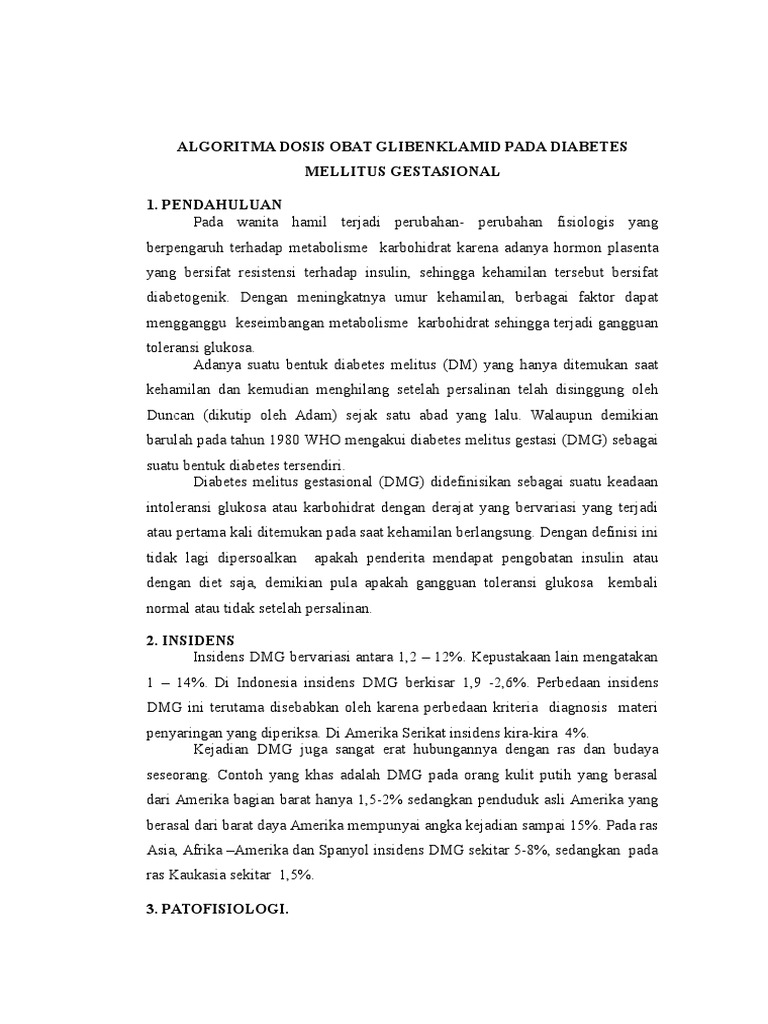 Algoritma Dosis Glibenklamid untuk DM Gestasional | PDF | Kesehatan ...