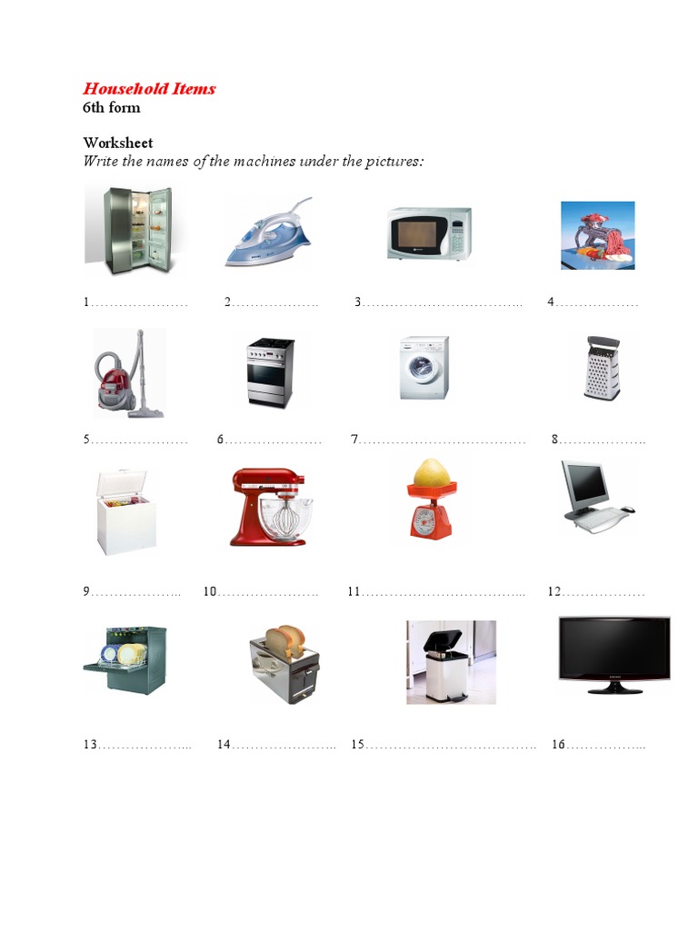 Household Itemsworksheet 2cl 6 | PDF | Computers | Technology & Engineering