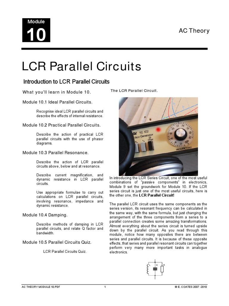 LCR Parallel Circuits | PDF | Series And Parallel Circuits | Electrical ...