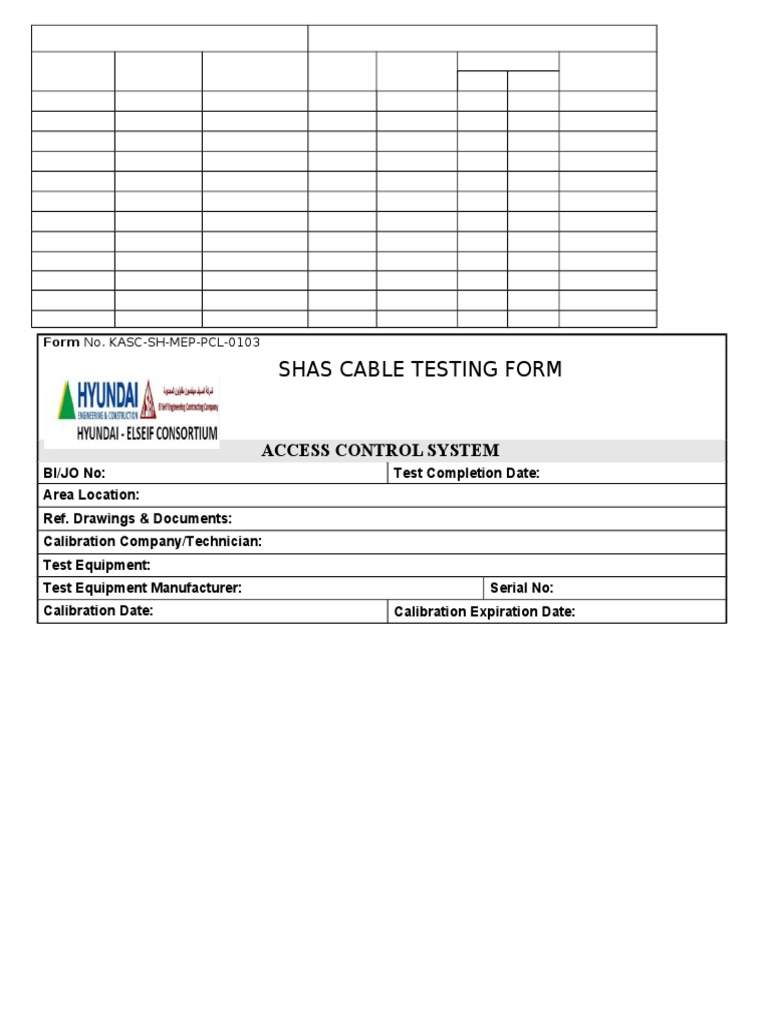 Cable Testing Form | PDF