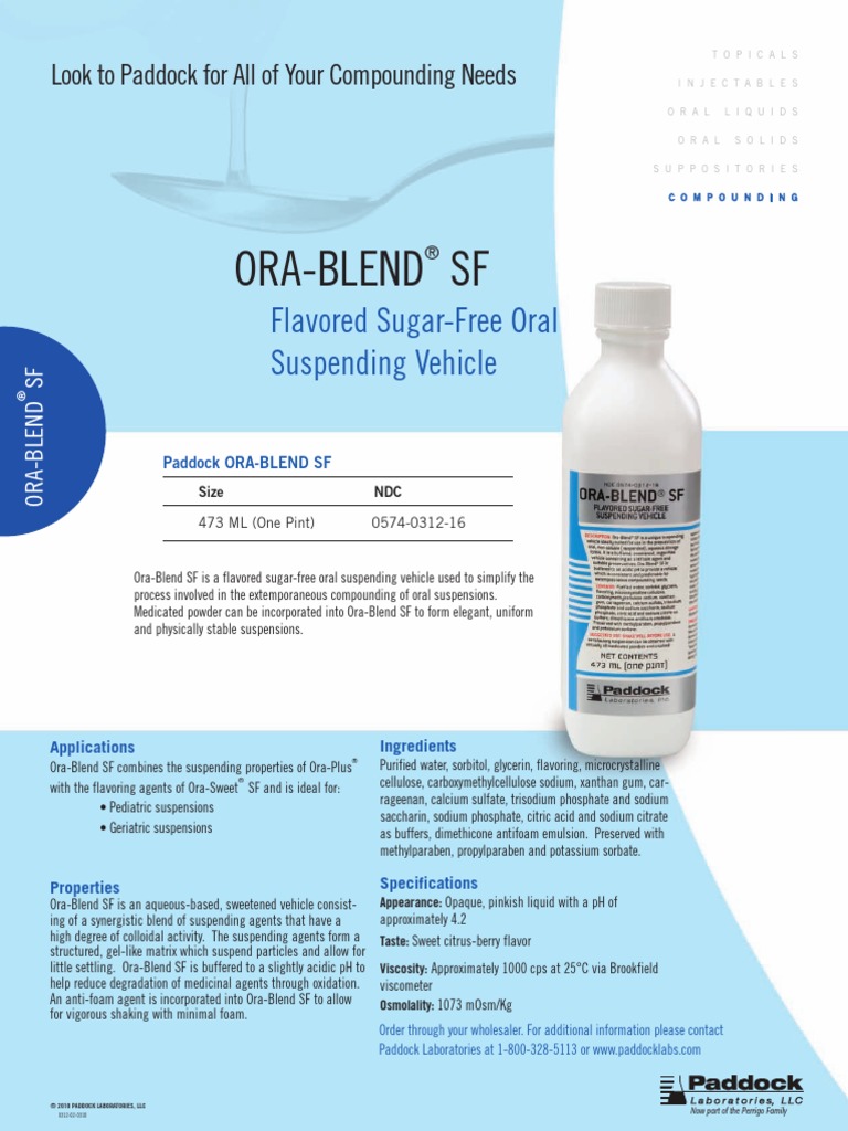 Pds172-Ora Blend SF Sell Sheet | PDF | Sugar Substitute | Tablet (Pharmacy)