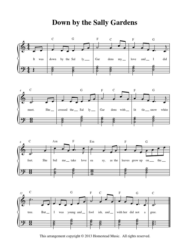 Down by The Sally Gardens - Piano Solo | PDF | Droit d'auteur | Droit