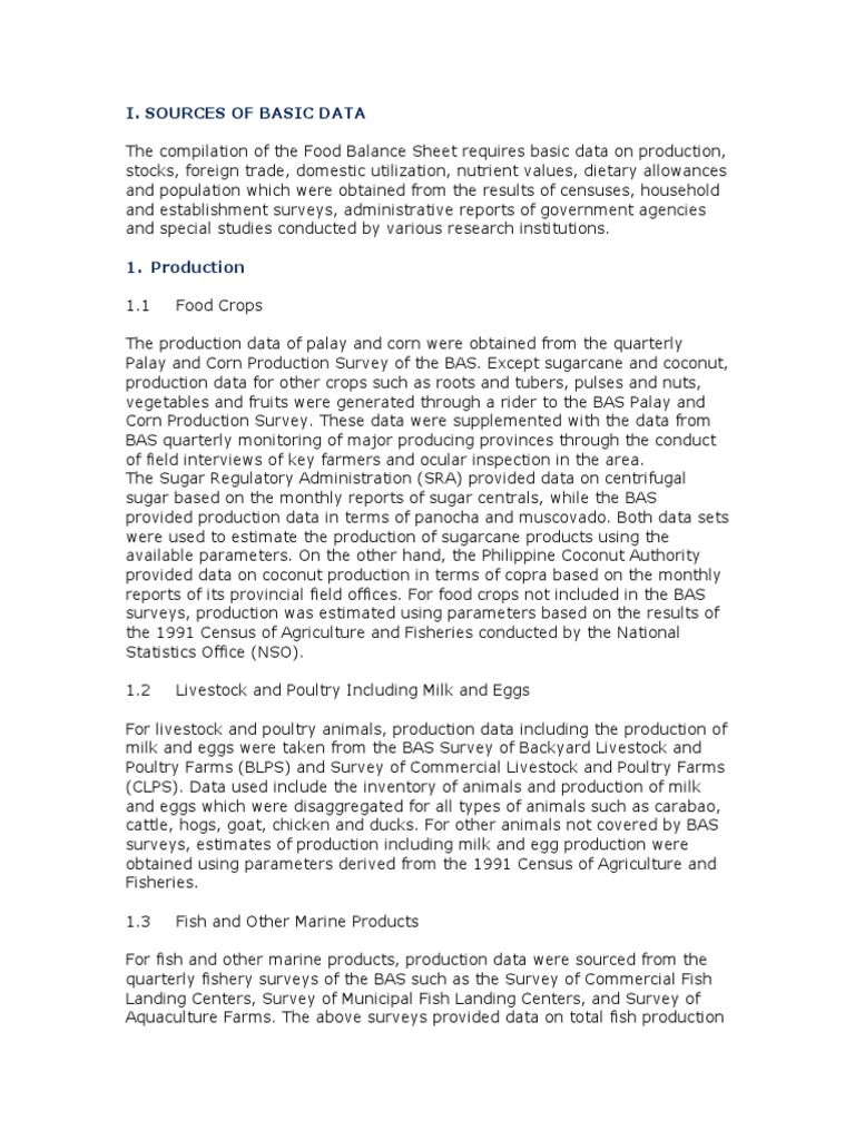 Technical Notes On Food Balance Sheet (FBS) | Download Free PDF | Food ...