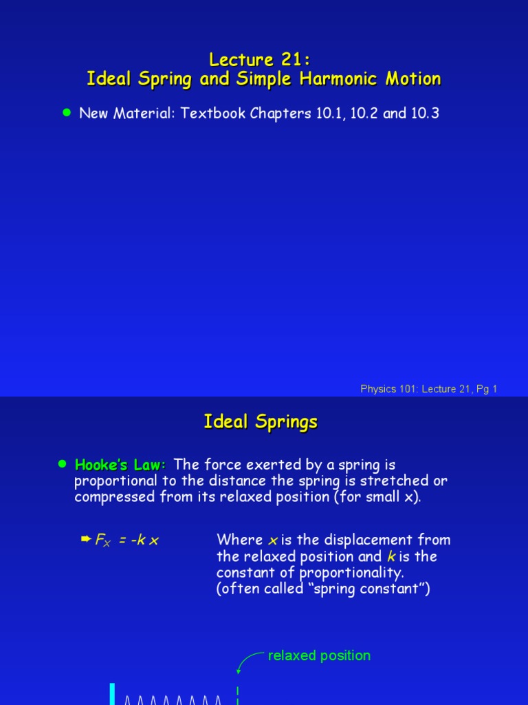 Ideal Spring and Simple Harmonic Motion | PDF | Classical Mechanics ...