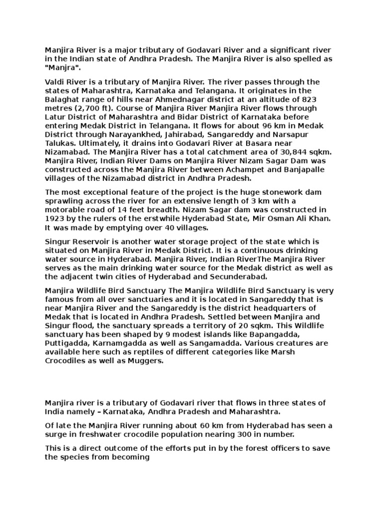 Manjira River EM | PDF | Water | Nature