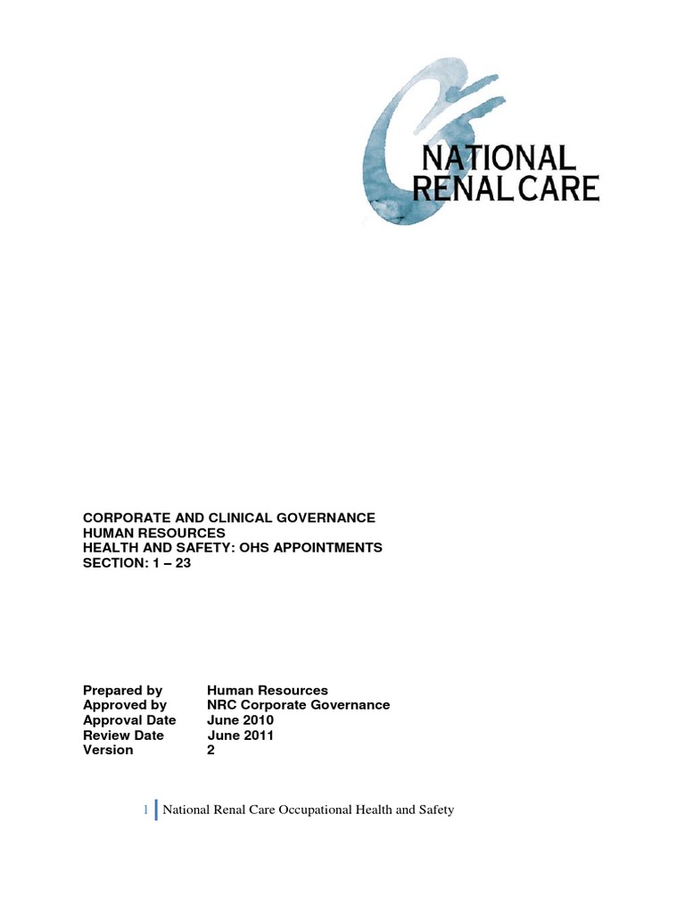 OHS Appointments and Responsibilities | PDF | Occupational Safety And ...