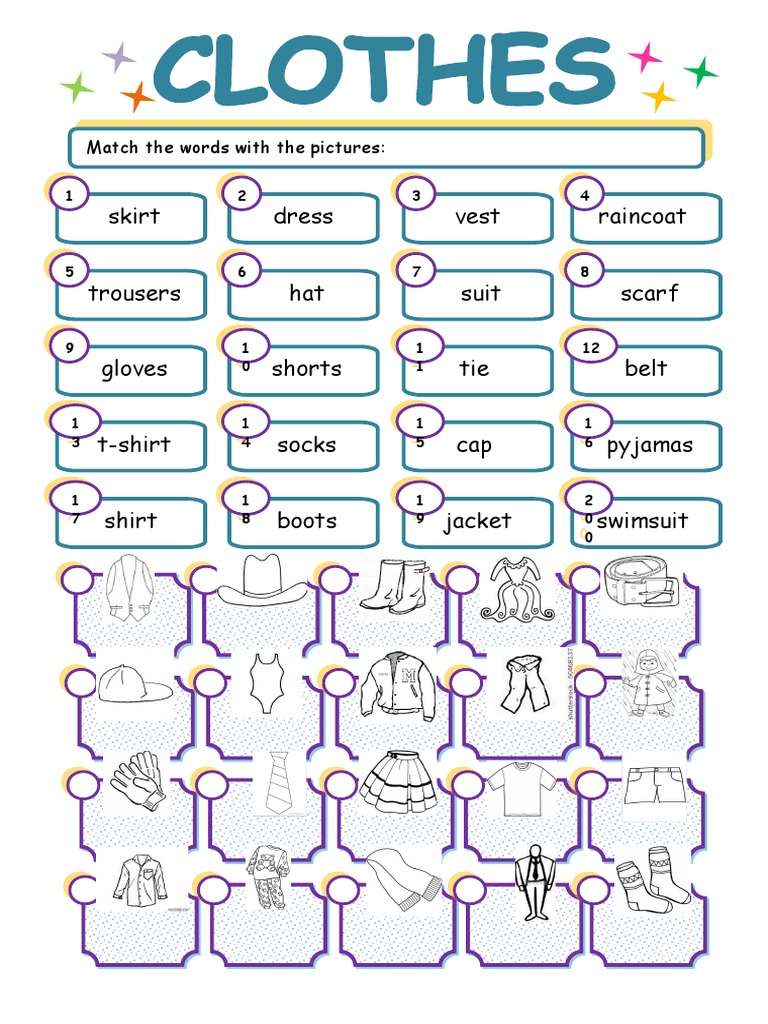 Clothing Vocabulary Picture Match | PDF