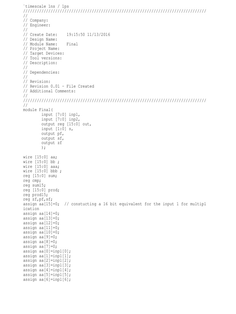 Verilog Final Code | PDF | Computer Engineering | Computing