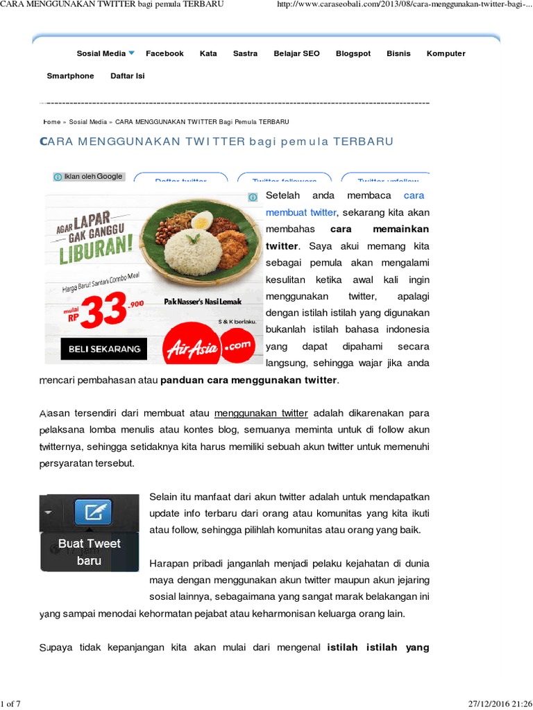 Cara Menggunakan Twitter Bagi Pemula Terbaru | PDF