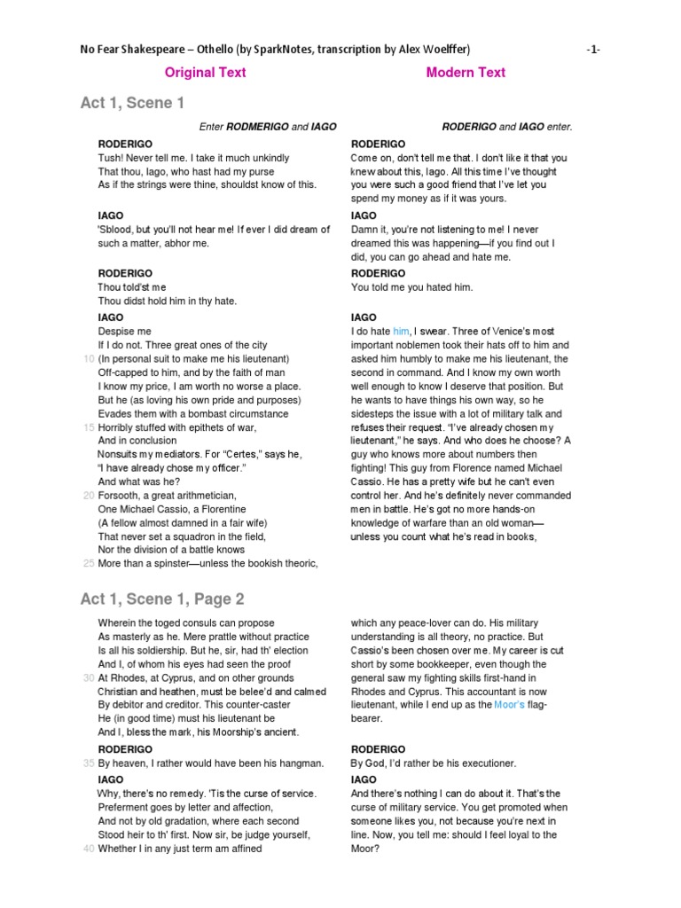 Modern English Othello Translation | PDF | Poetry