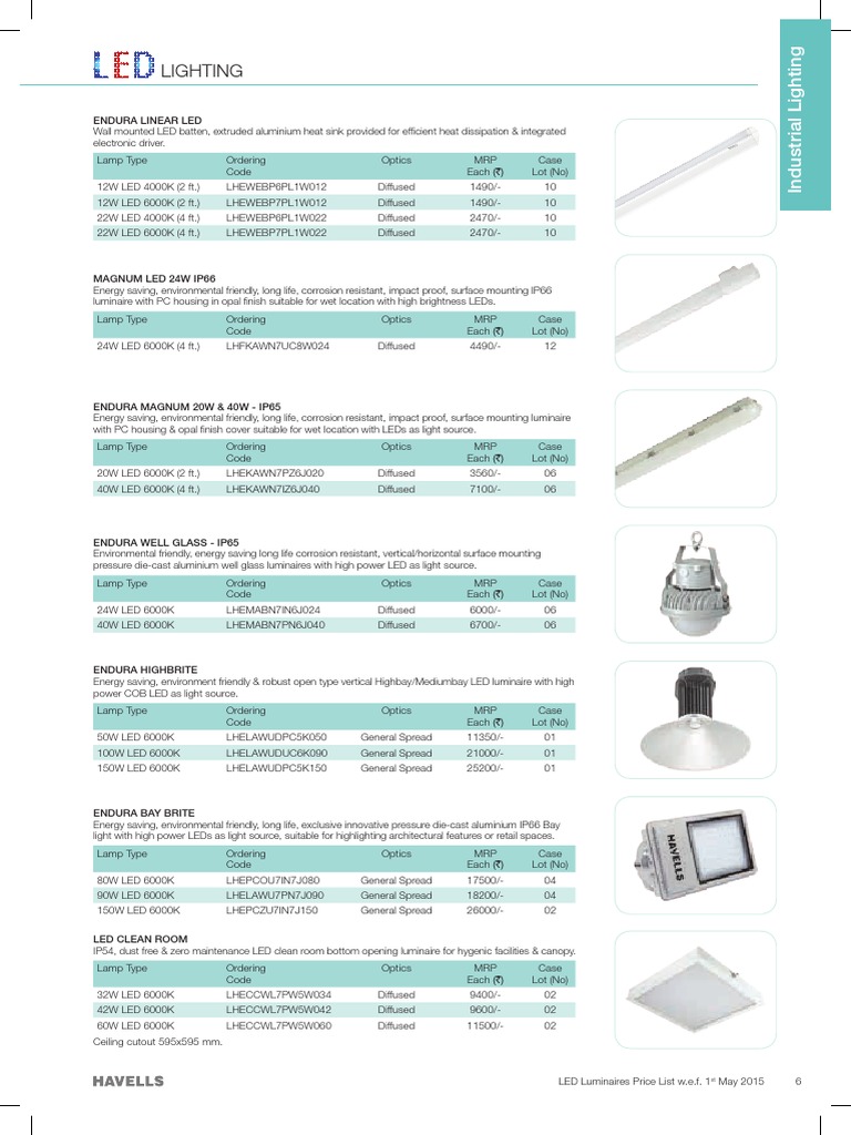 Industrial & Area Lighting Price List | Light Emitting Diode | Lighting