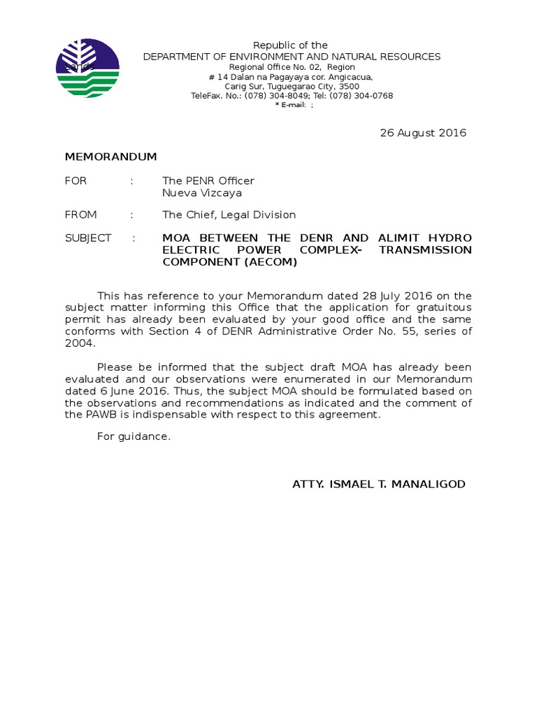 Memo Reviewed Moa | PDF