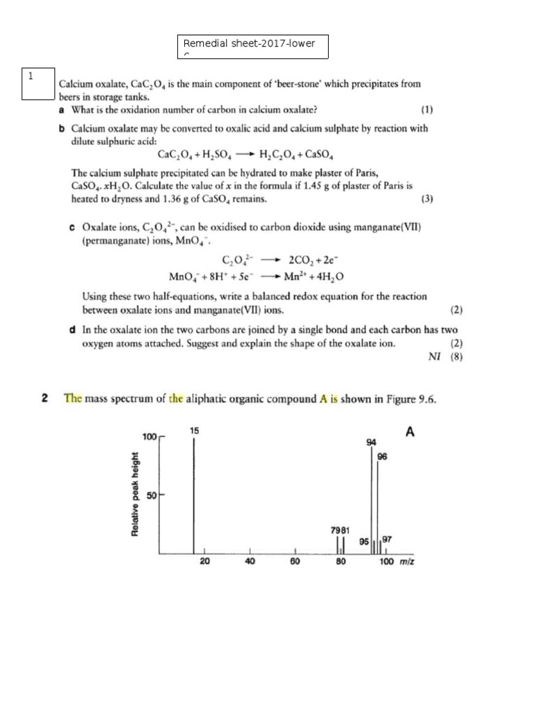 Tutorial - Calculations-A-LEVEL-CHEMISTRY | PDF | Mole (Unit) | Oxide