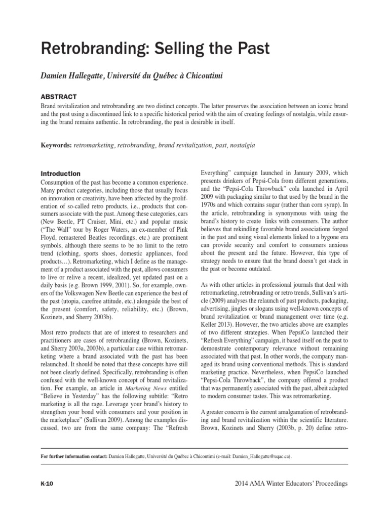 Retrobranding Selling The Past | PDF | Brand | Nostalgia