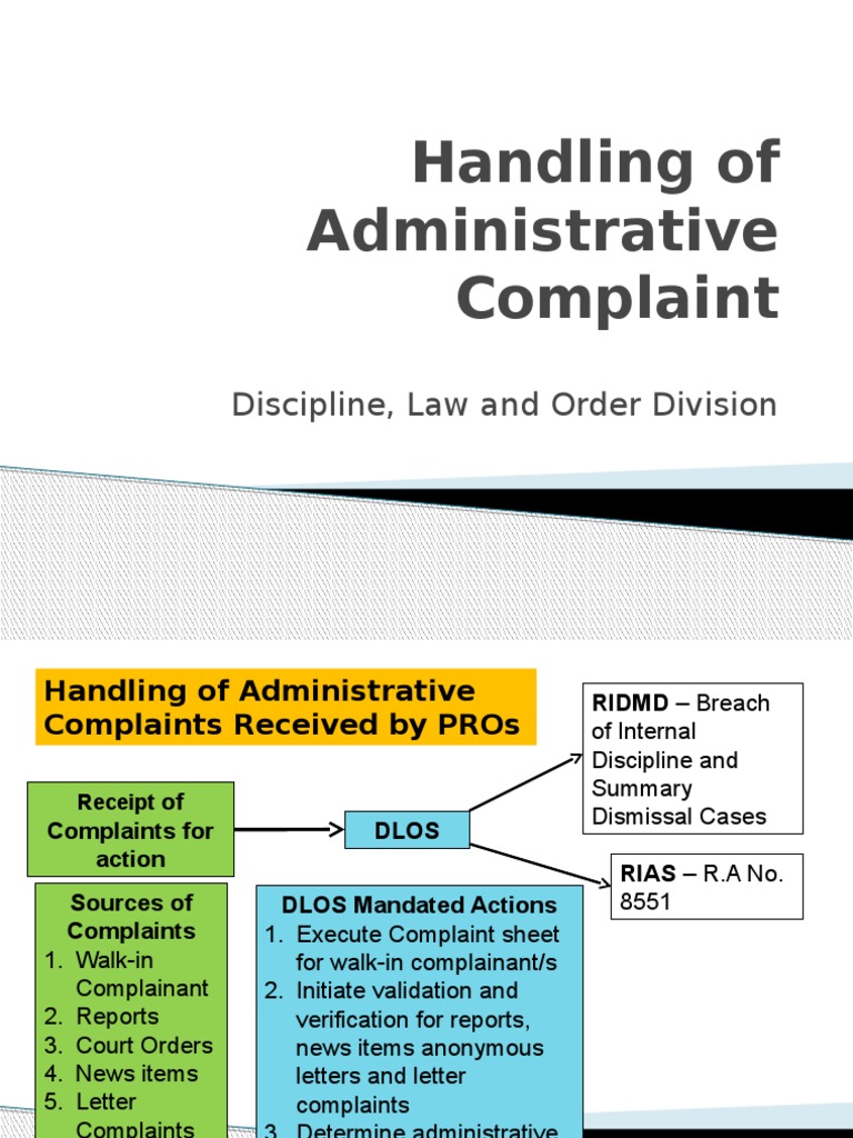 PROs Handling of Administrative Complaint | Complaint | Public Law