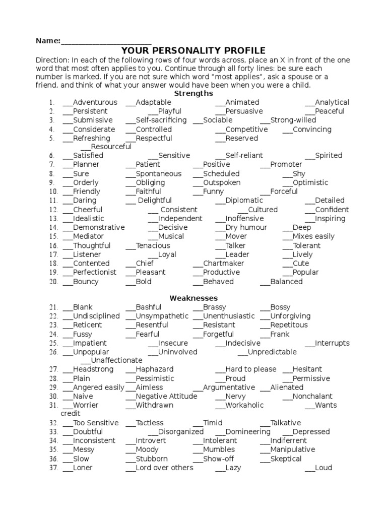 Your Personality Profile | PDF | Social Psychology | Psychological Concepts