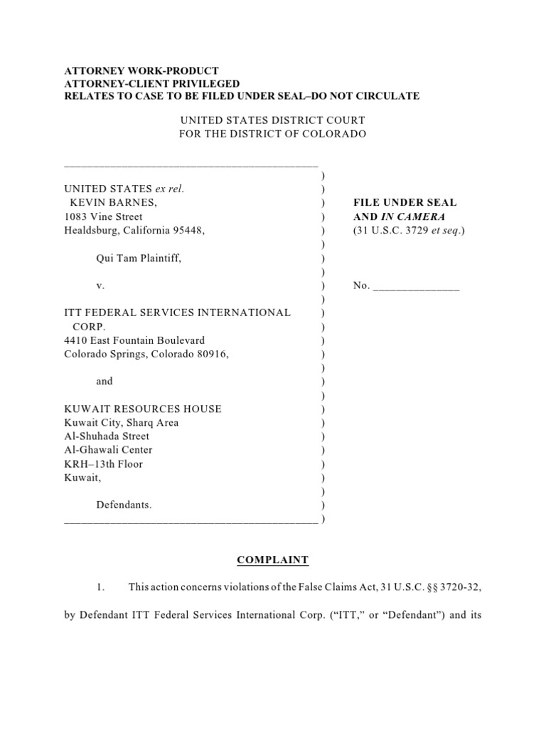 Kuwait Fraud Case: ITT & KRH Violations | PDF | Qui Tam | False Claims Act