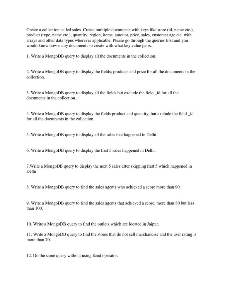 MongoDB Exercise | PDF