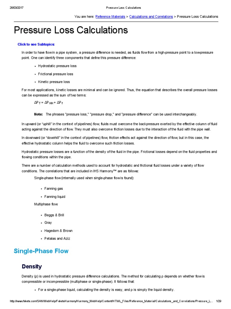 Pressure Loss Calculations | PDF | Reynolds Number | Fluid Dynamics