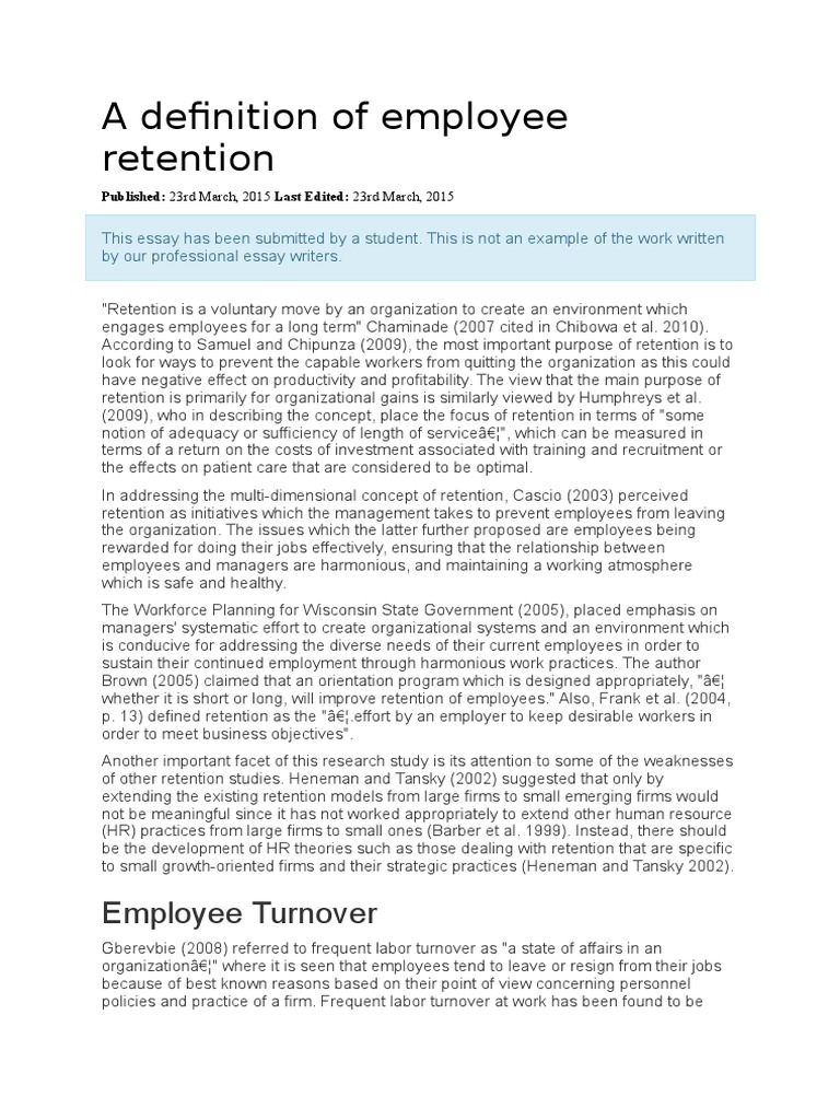 A Definition of Employee Retention | PDF | Employee Retention ...