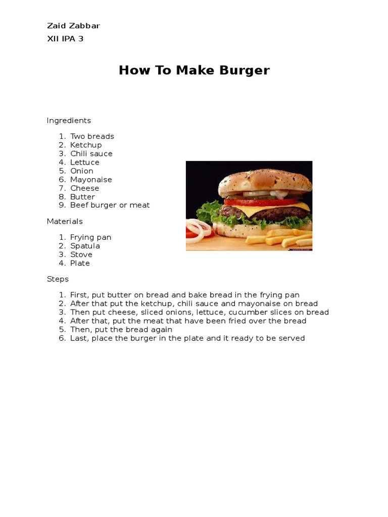 How To Make Burger | PDF | Hamburgers | North American Cuisine