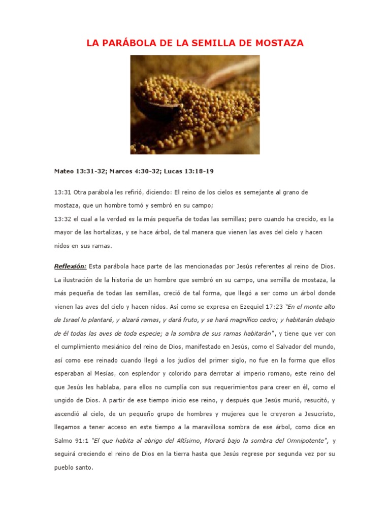 La Parábola de La Semilla de Mostaza | PDF | Jardín de infancia ...
