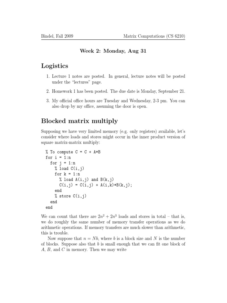 Blocked Matrix Multiply | PDF | Algebra | Linear Algebra