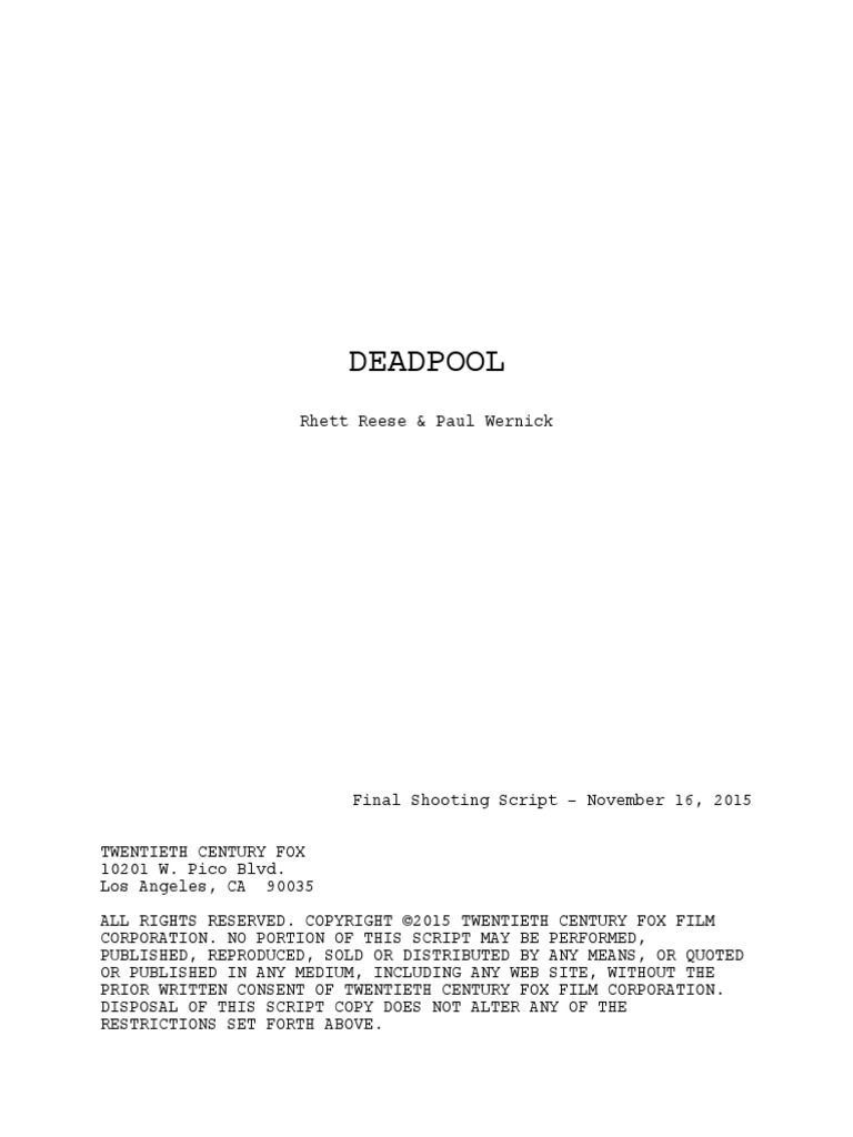 Deadpool Screenplay - pdf-9383757494 PDF | PDF