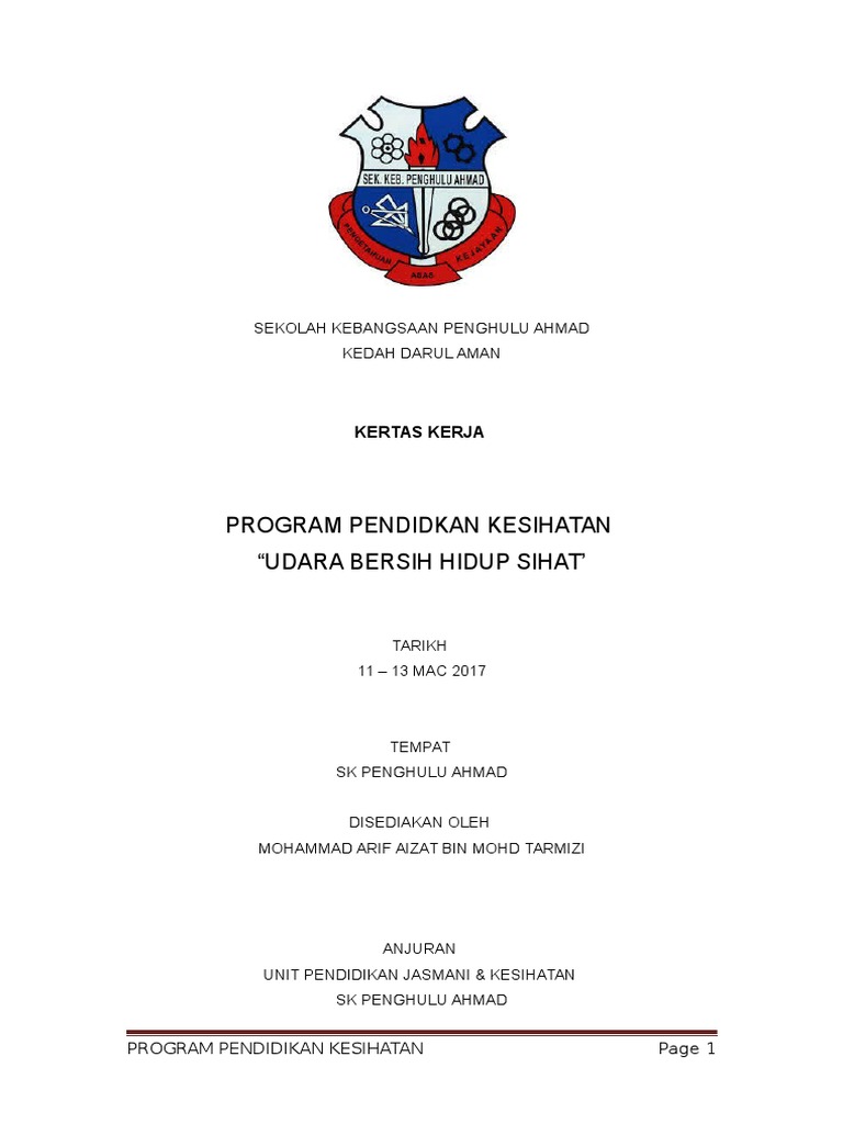 Kertas Kerja Program Pendidikan Kesihatan | PDF