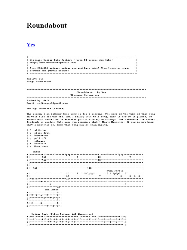 An Accurate Guitar Tab for the Classic Progressive Rock Song ...