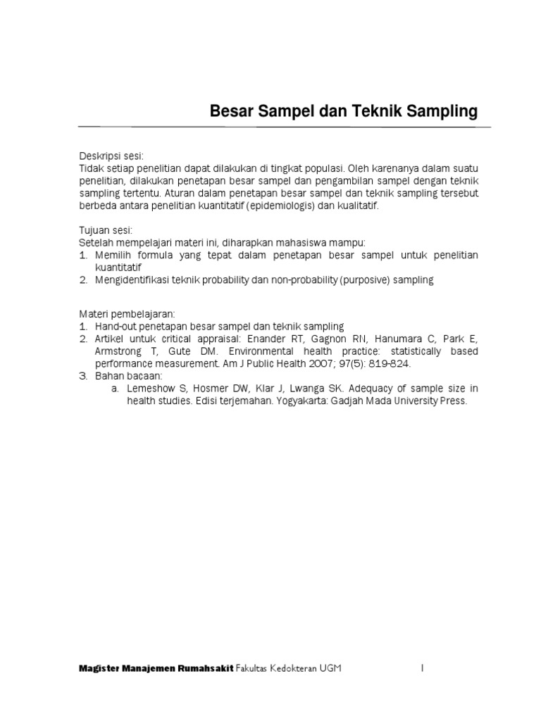 Materi 11 Besar Sampel Dan Teknik Sampling PDF | PDF | Karier ...