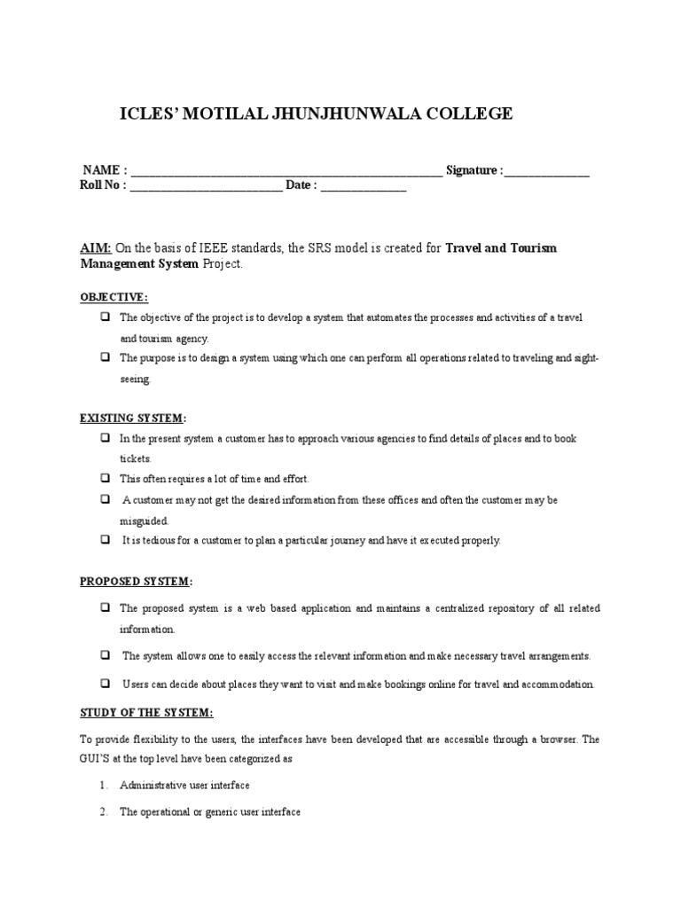 Travel and Tourism Management System | PDF | Input/Output | Databases Travel and Tourism Management System | PDF | Input/Output | Databases