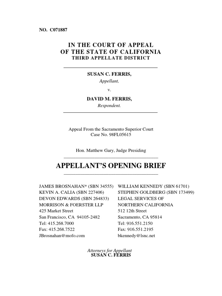 Appellant'S Opening Brief: in The Court of Appeal of The State of ...