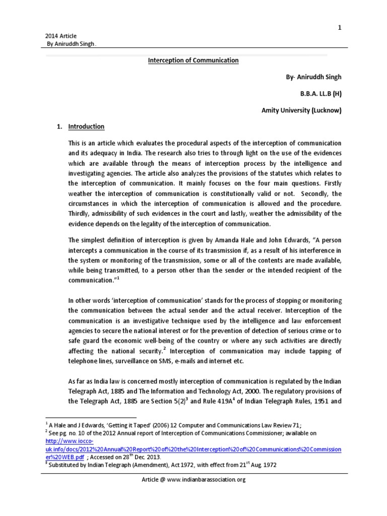 Interception of Communication | PDF | Telephone Tapping | Evidence (Law)