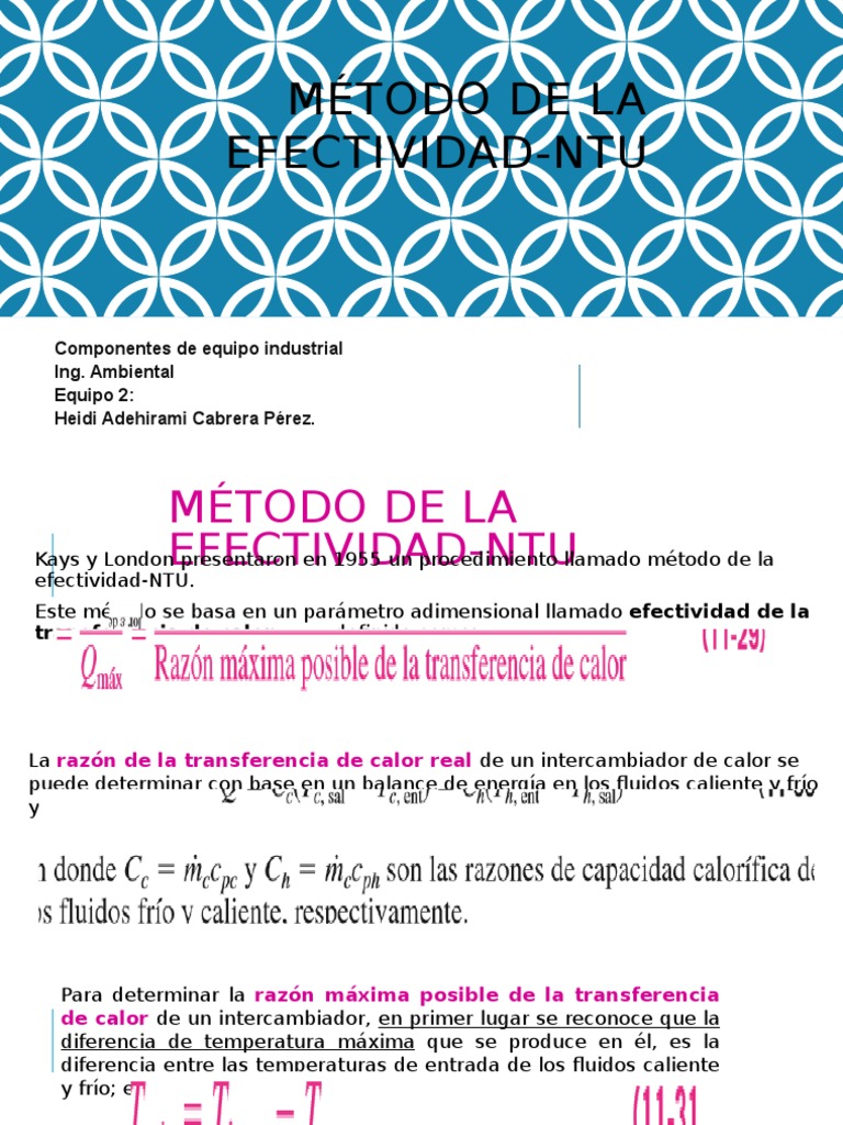 Método de La Efectividad-Ntu | PDF | Intercambiador de calor | Calor