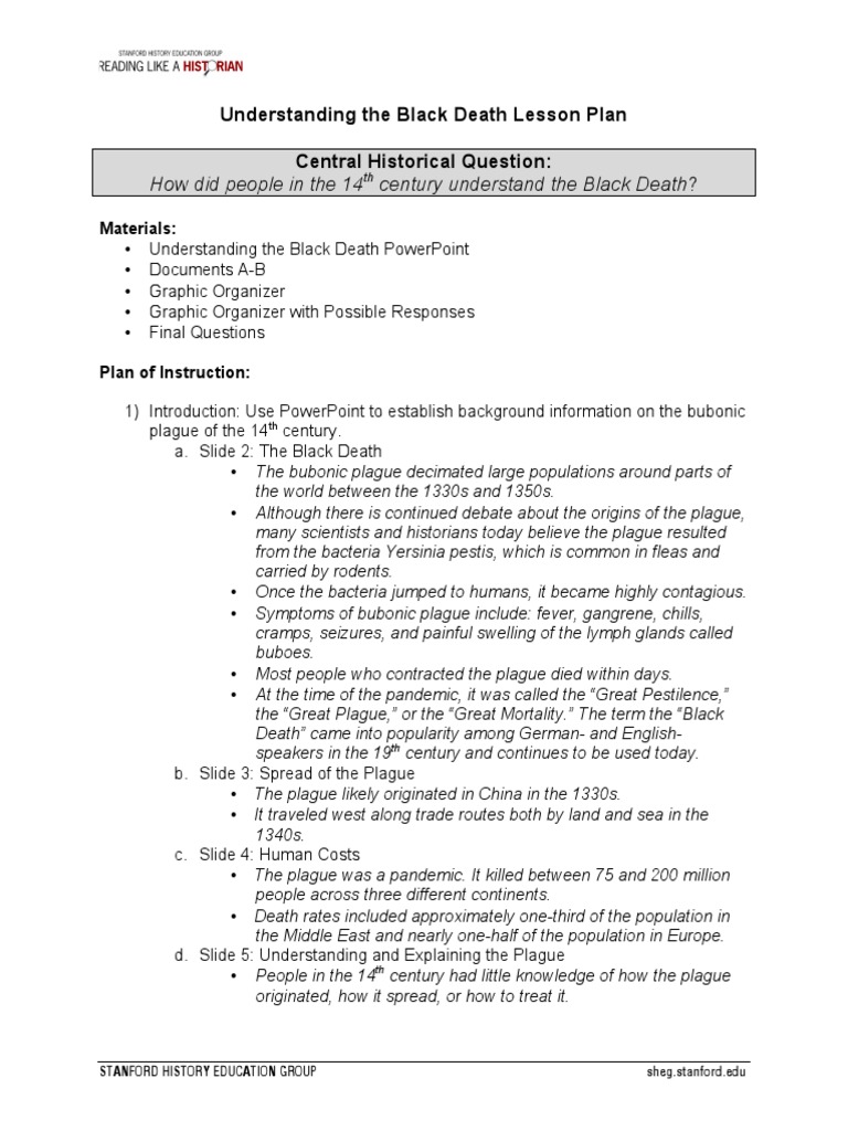Understanding The Black Death Lesson Plan - 0 | PDF | Black Death ...