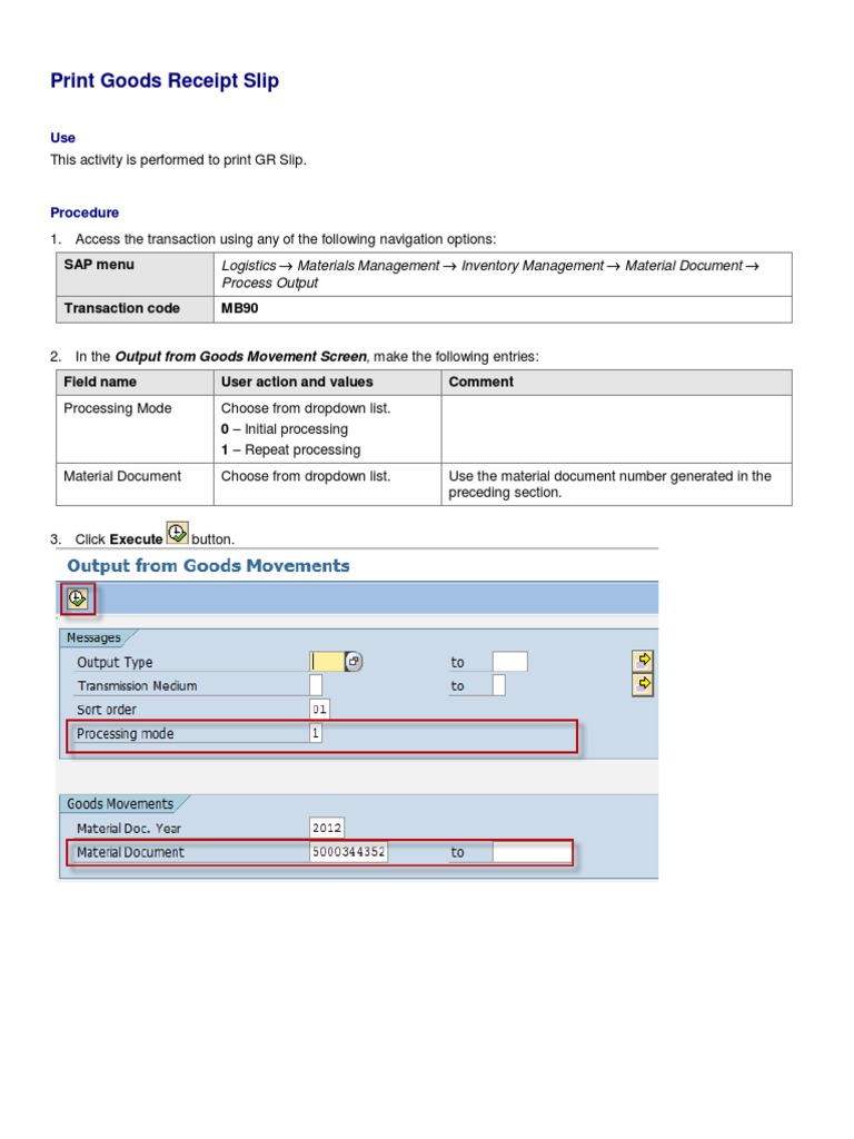 Good Receipt - Print Goods Receipt Slip PDF | PDF