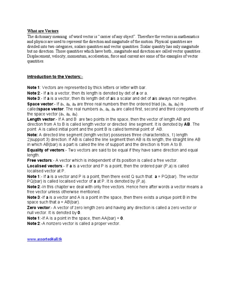 Vectors | PDF | Euclidean Vector | Theoretical Physics