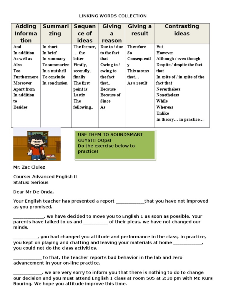 Linking Words Practice | PDF | Psychology | Cognitive Science