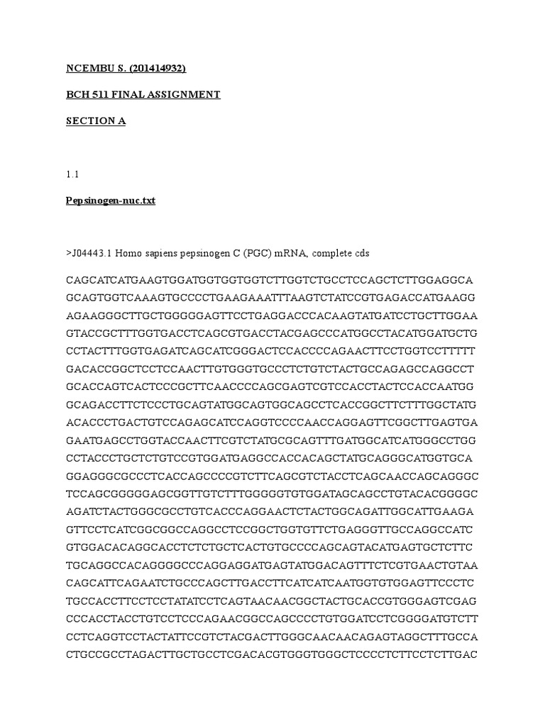 BCH 511 Final Assignment | PDF | Molecular Biophysics | Natural Products