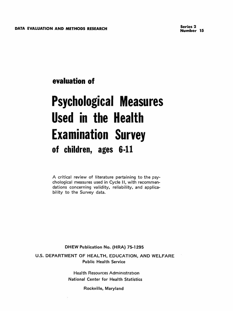 Psychological Measures Usedin The Health Examinationsurvey ...