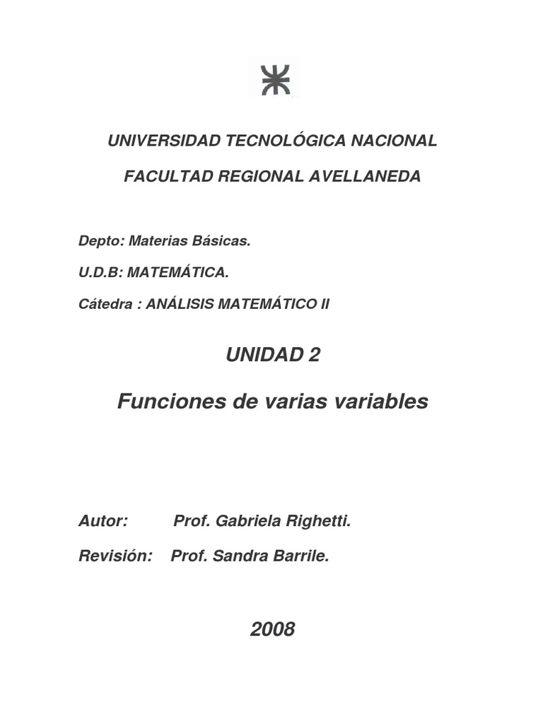 Funciones en Varias Variables - UTN | PDF | Función (Matemáticas) | Logaritmo