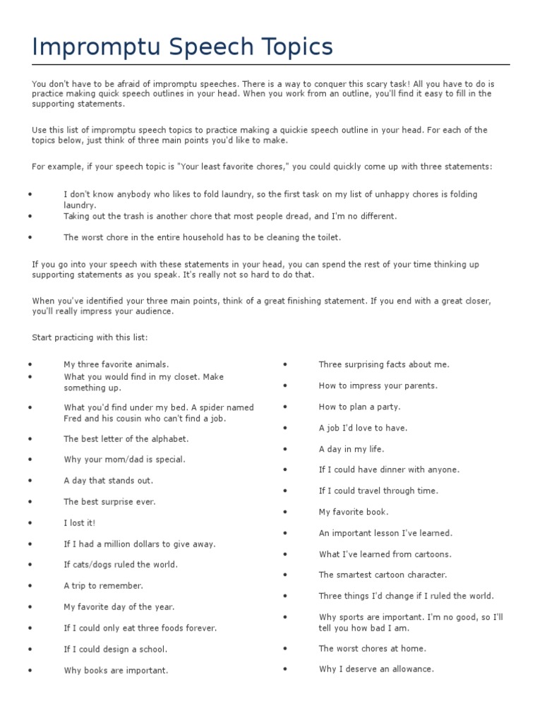 Impromptu Speech Notes For Outlining | Download Free PDF | Argument ...