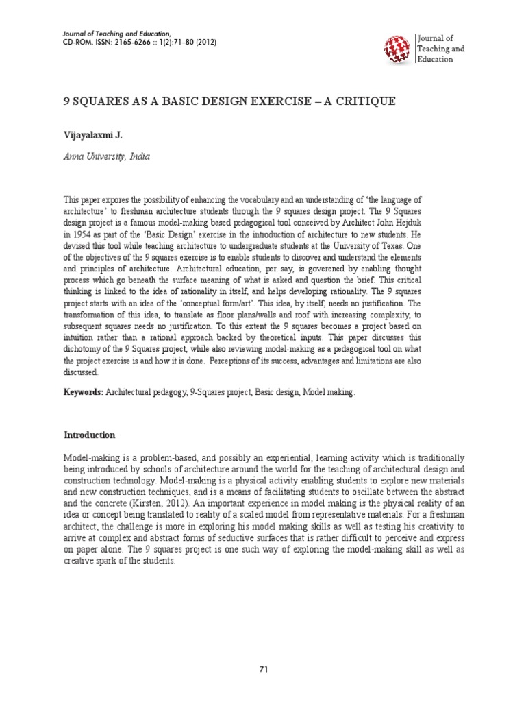 9 Squares: A Design Pedagogy Critique | PDF | Complexity | Design