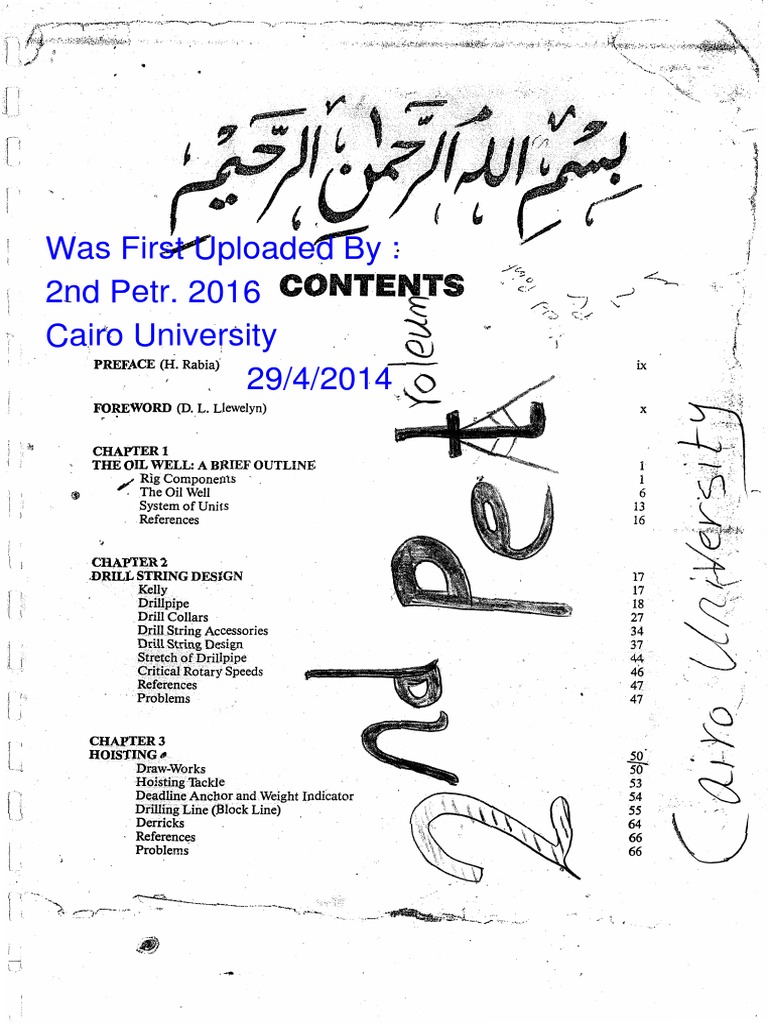 Rabi3a Old Edittion 1985 Cairo University 2nd Petroleum 16 | PDF | Casing (Borehole) | Drilling Rig
