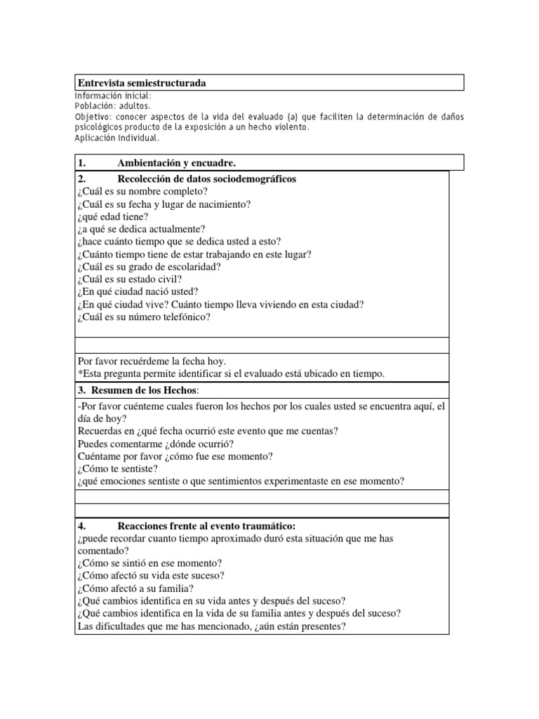 Entrevista Semiestructurada | Psiquiatría | Suicidio