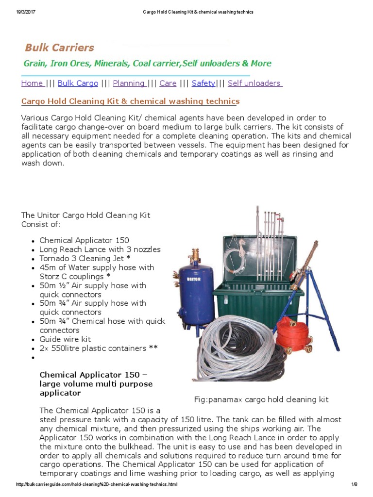 Cargo Hold Cleaning Kit & Chemical Washing Technics | PDF | Cargo | Valve
